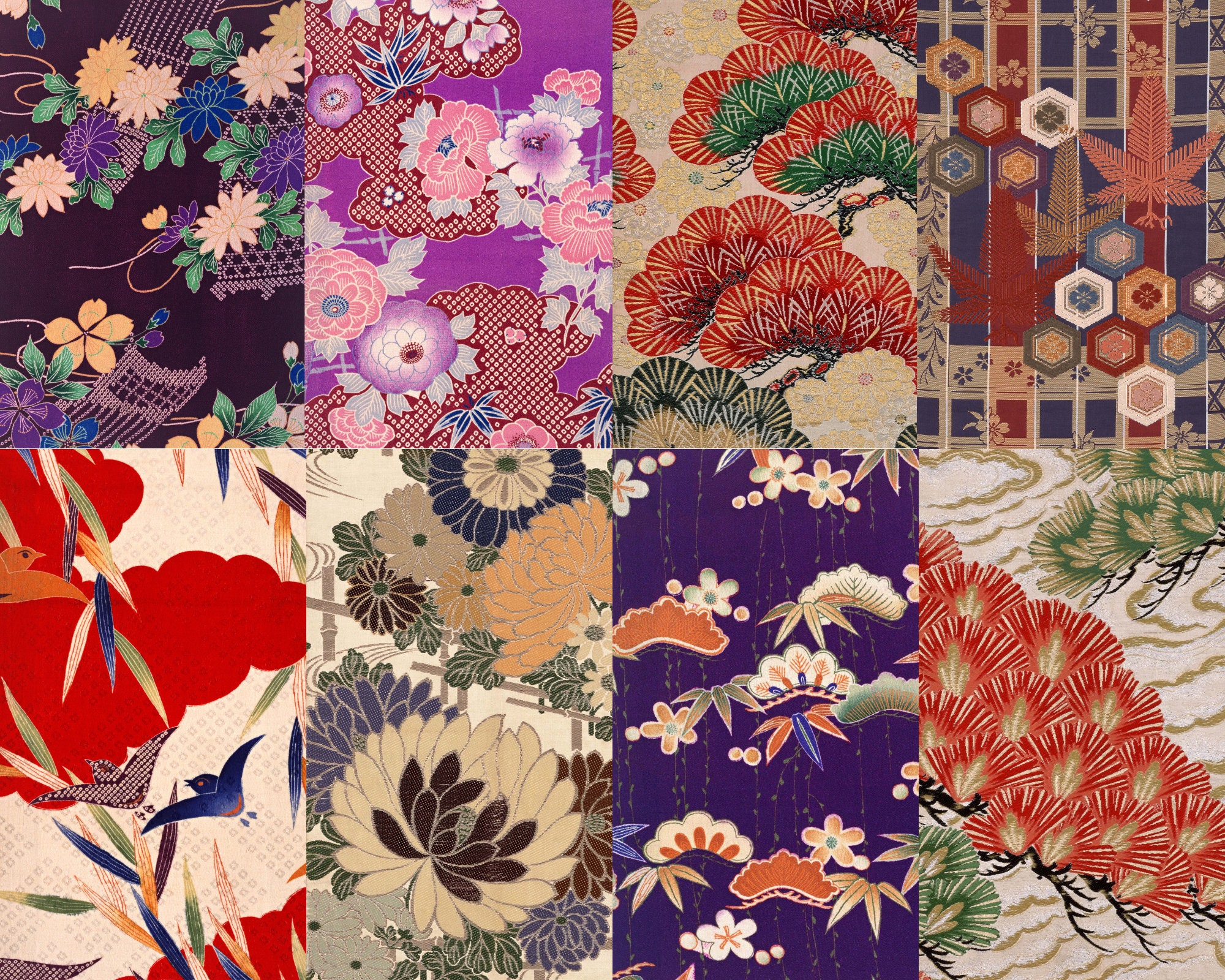 307 Japanese Fabric Pattern Archive Bundle|japanese Design|japanese Art ...