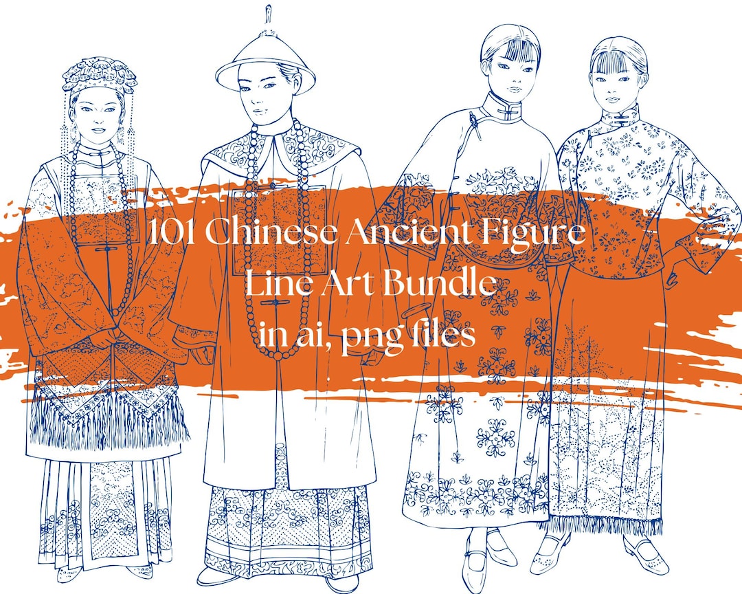 101 Chinese Ancient Figure Line Art Bundle|chinese People Png|chinese ...