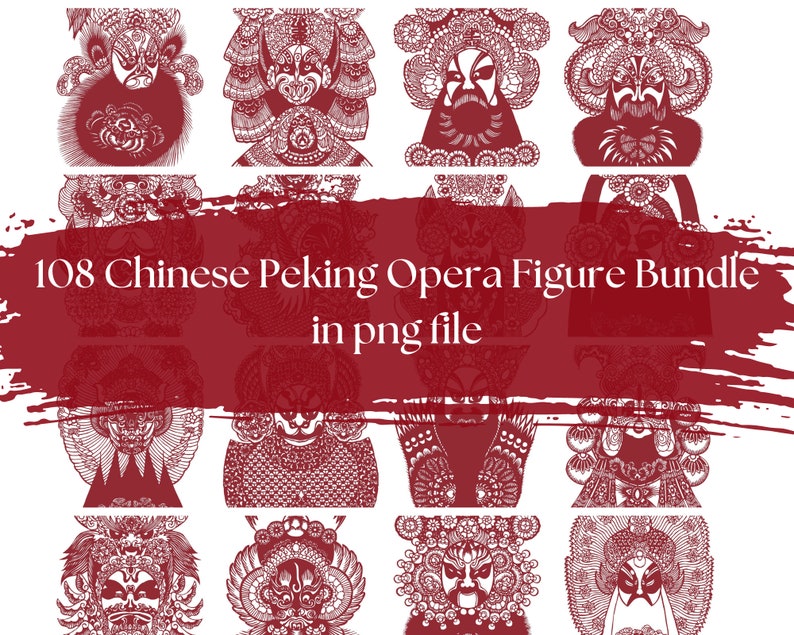 108 Chinese Peking Opera Figure Clipart Bundle| Decorative Chinese ...