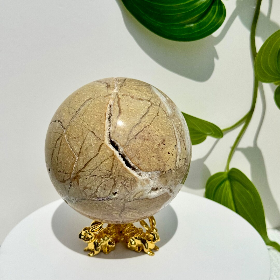 82mm Unique Picture Jasper Sphere With Quartz Inlcusions, Crystal Ball ...