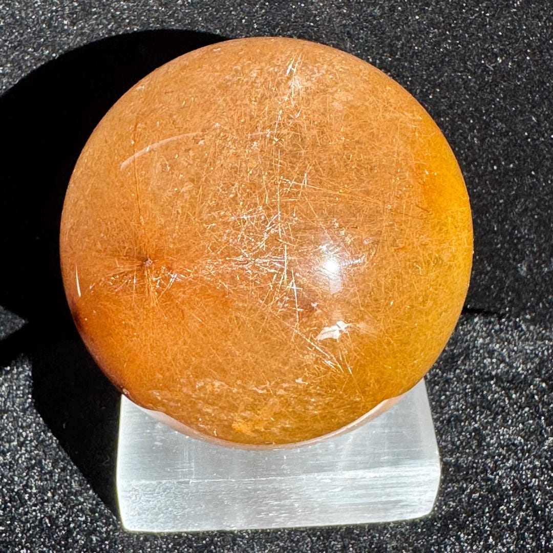 50mm Rare Rabbit Hair Sphere With Stand, Polished Amphibolite Crystal ...