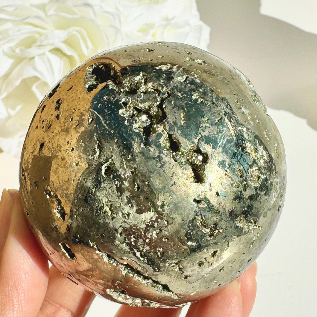 Natural Peru Pyrite Sphere With Stand, Metaphysical Crystal Ball for ...
