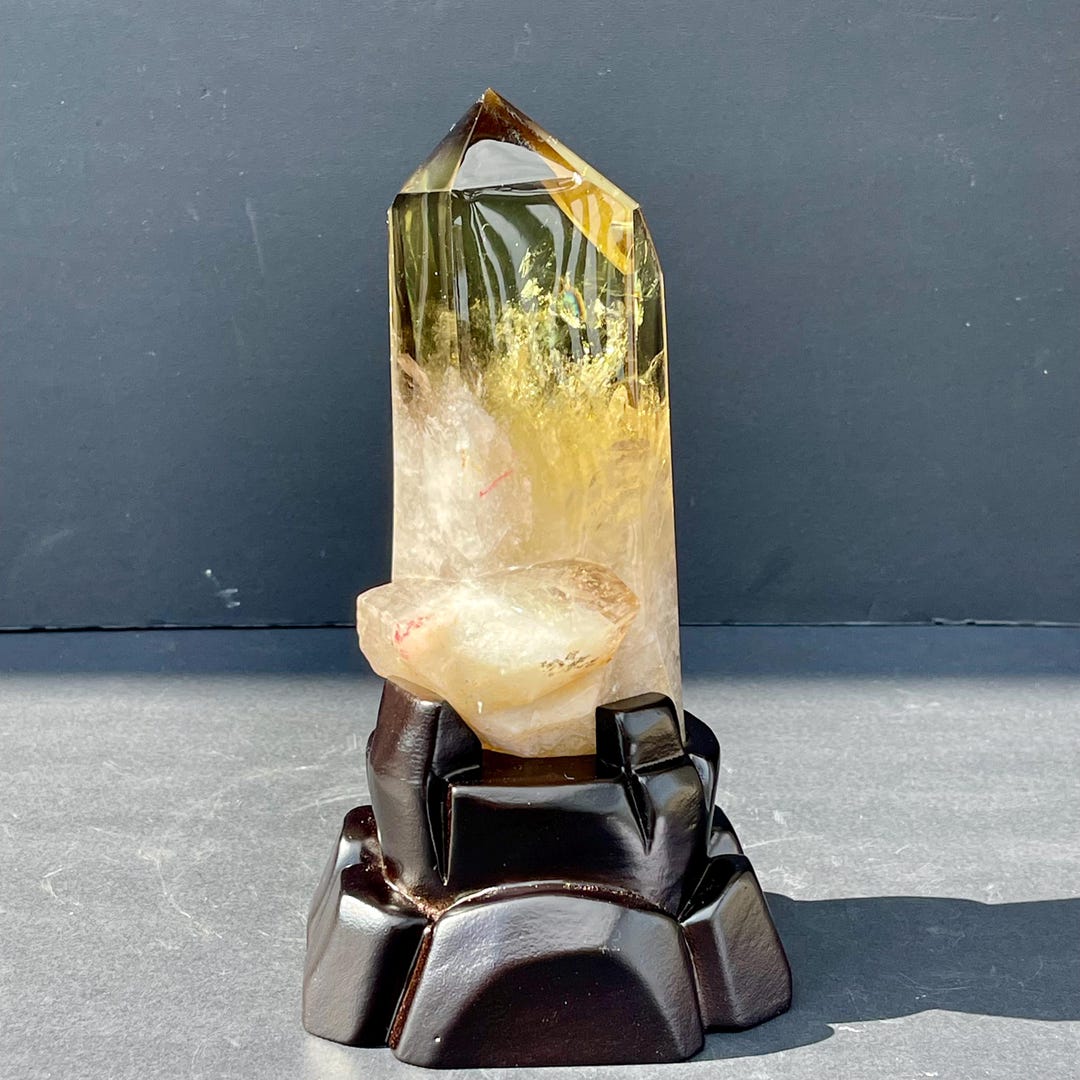 Large Smoky Citrine Point on Stand With Shadow Inclusions, Citrine ...