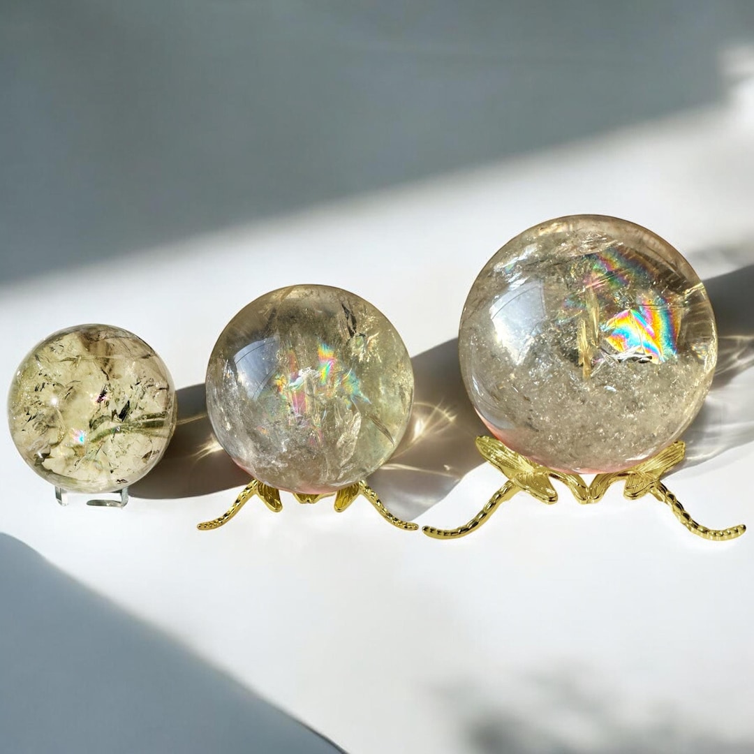 Rainbow Citrine Spheres With Stand, Natural Citrine Crystal Ball ...