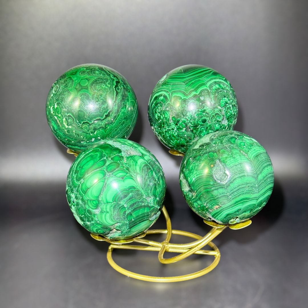 Druzy Green Malachite Crystal Ball on Stand, Malachite Crystal Sphere ...