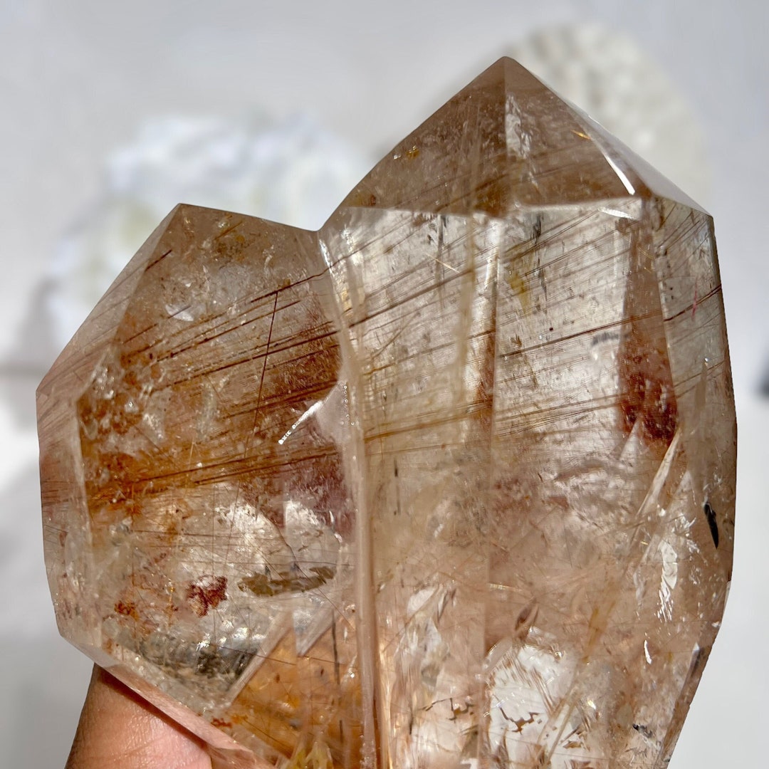 Rare Copper Rutilated Garden Quartz on Stand, Large Optical Clear ...