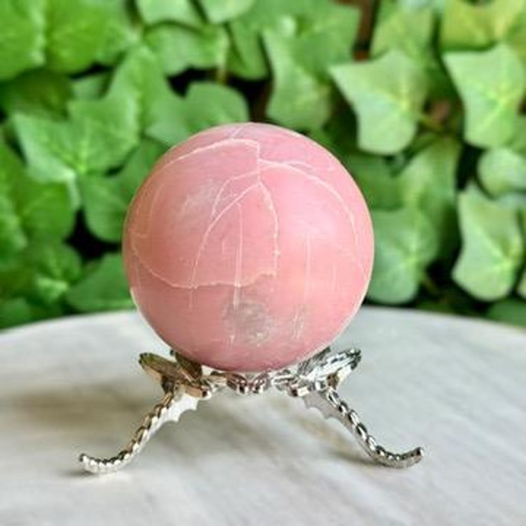 57mm Pink Opal Crystal Sphere With Stand, Healing Stone, Home Decor ...