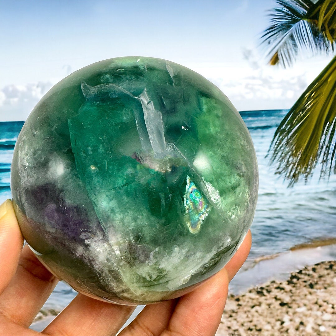 Rainbow Fluorite Sphere, Rainbow Fluorite Crystal Ball, Polished Purple ...
