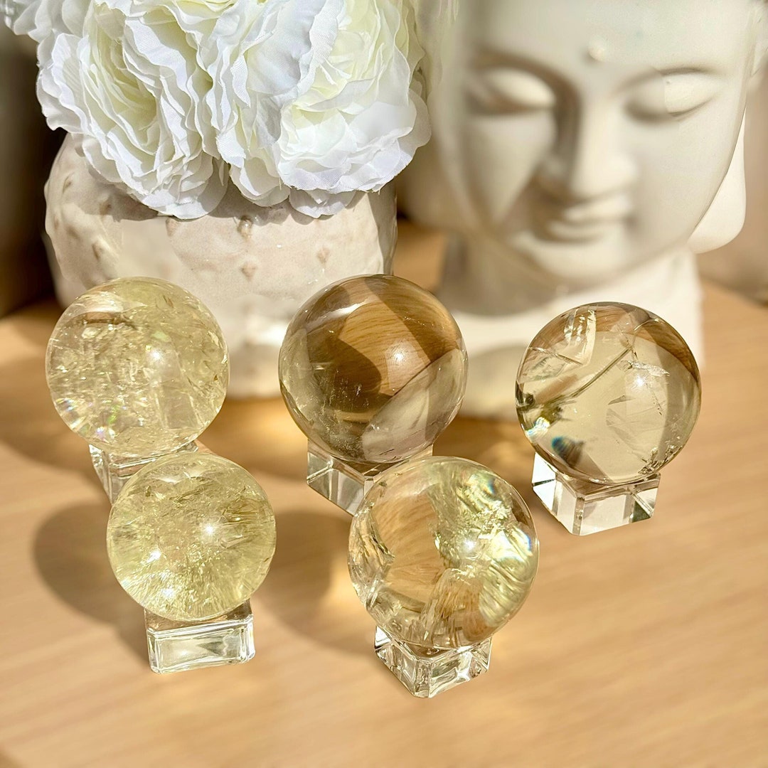 Natural Citrine Spheres With Rainbow Citrine Balls Metaphysical Healing ...