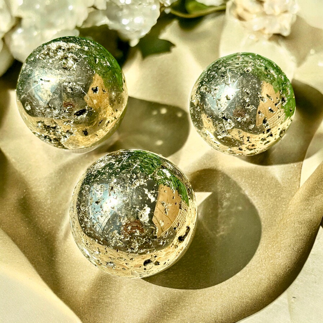 High Quality Peru Pyrite Spheres for Crystal Healing, Polished Spheres ...