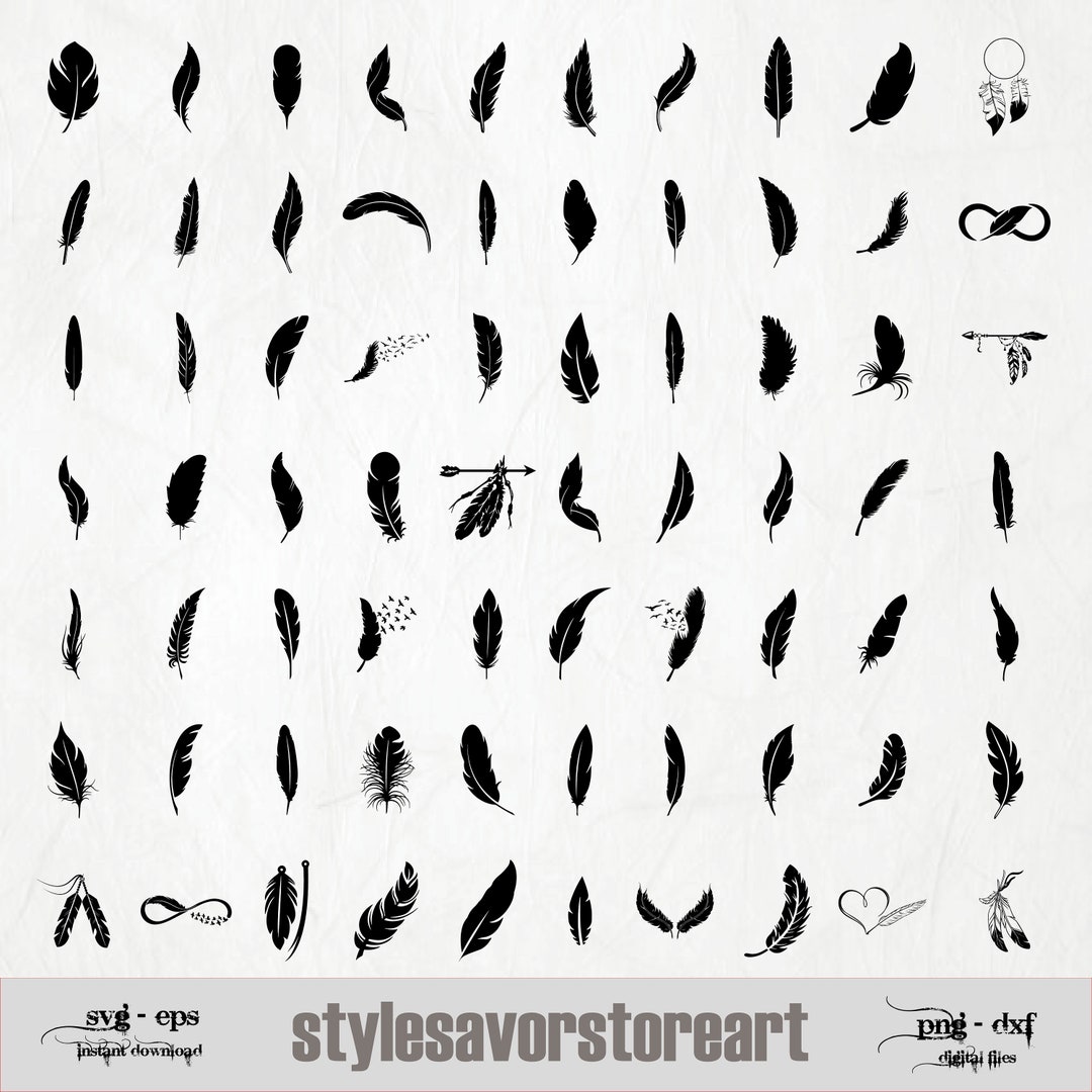 Feather Svg Bundle, Feather Birds Svg, Dxf, Png, Jpg, Feathers ...