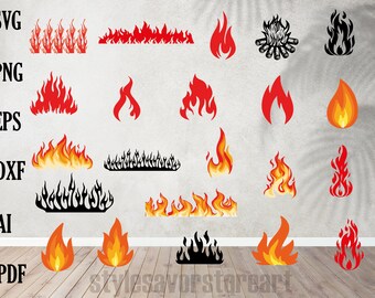 FIRE BUNDLE SVG, Fire Clipart, Fire Cut Files , Flames Cricut , Flames ...