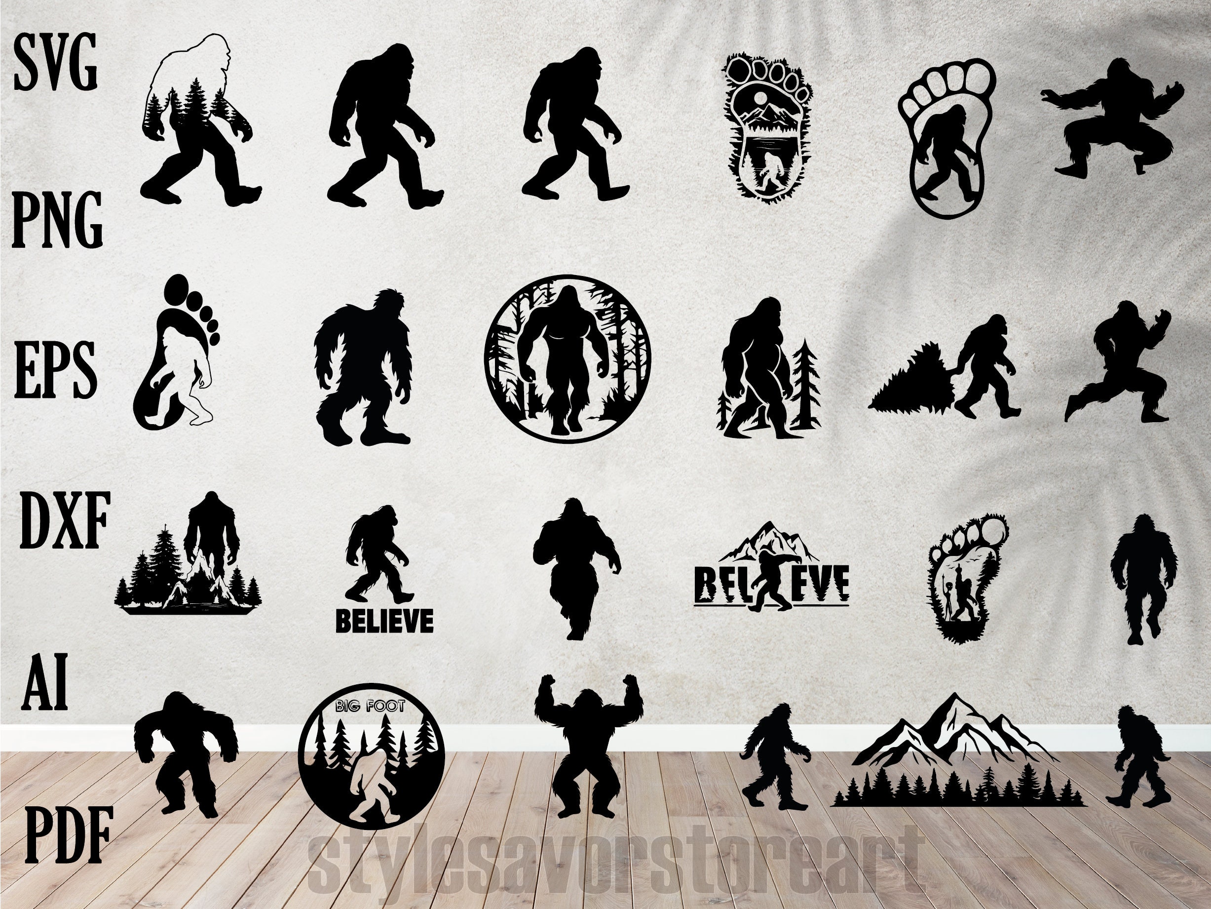 Bigfoot Svg Bundle, Big Foot Svg, Yeti Svg, Sasquatch Svg, Svg Cut File ...