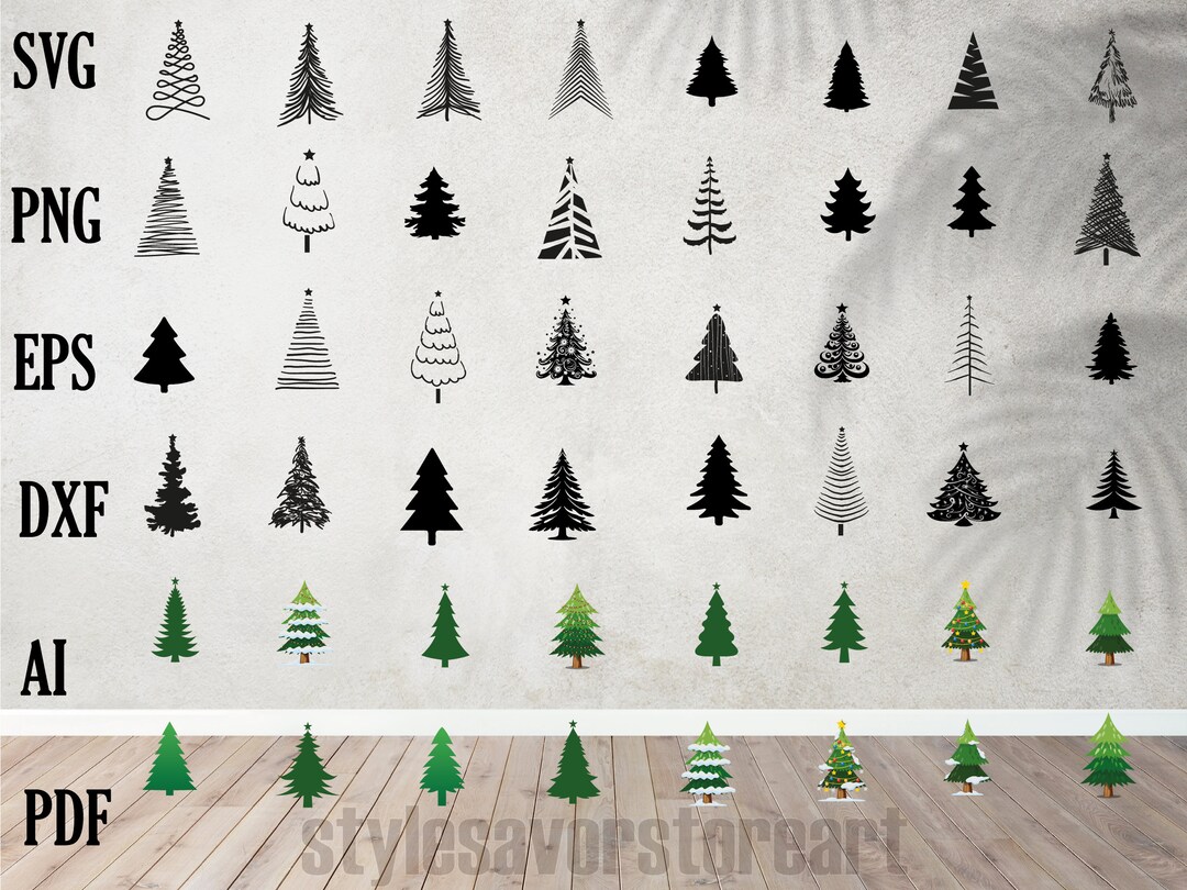 Christmas Tree SVG DXF PNG Bundle Pine Tree Svg Christmas - Etsy