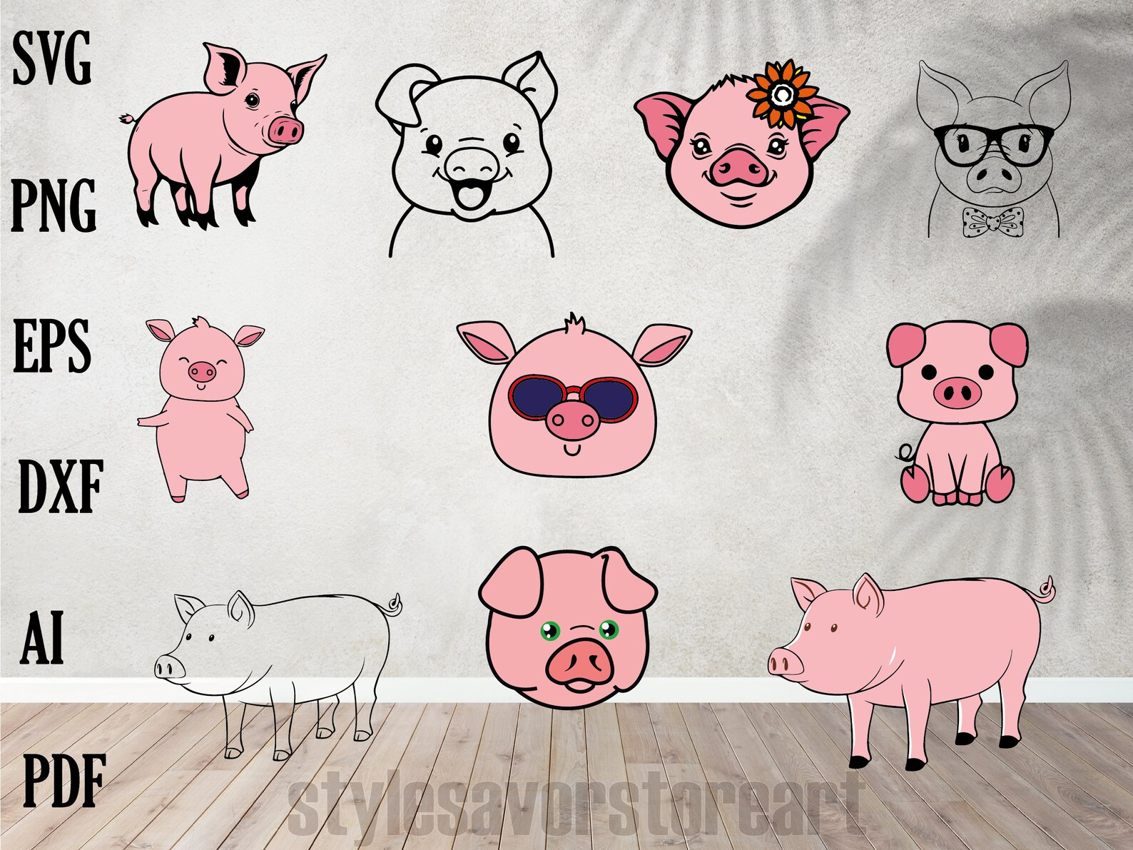 Pig SVG Bundle, Pig Face SVG, Pig Cut File, Animal Face, Cute Pig Svg ...