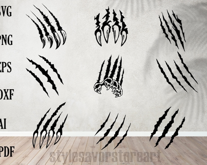 2 RIPPED CLAW Marks 9'' or 13'' Vinyl Sticker Decals Jurassic Dinosaur ...
