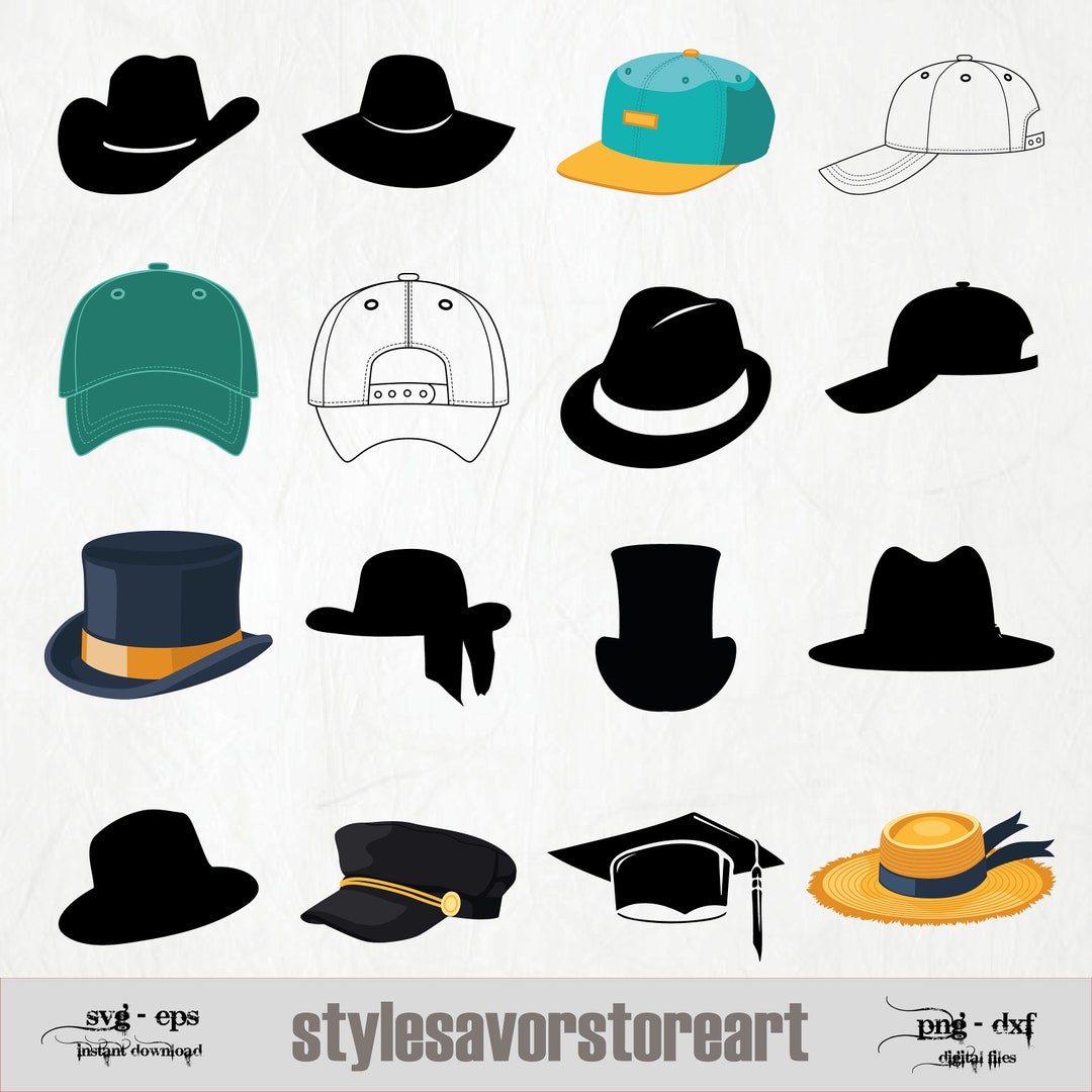 Hats Silhouettes SVG, Eps, Pdf, Png, Jpg - Cap Vector Images - Lady's ...