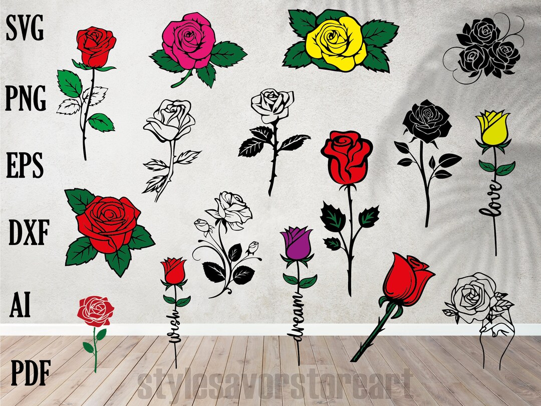 ROSE SVG Bundle, ROSES Svg Bundle, Rose Clipart Bundle, Rose Svg Cut ...