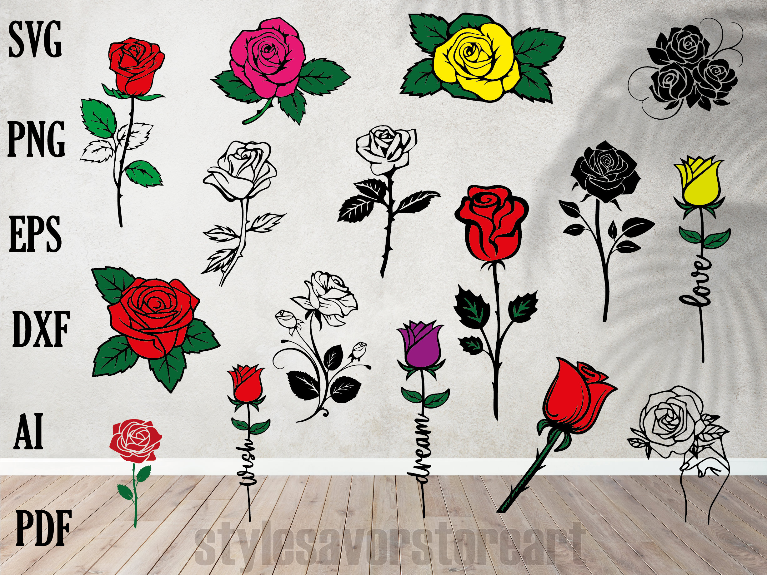ROSE SVG Bundle ROSES Svg Bundle Rose Clipart Bundle Rose - Etsy