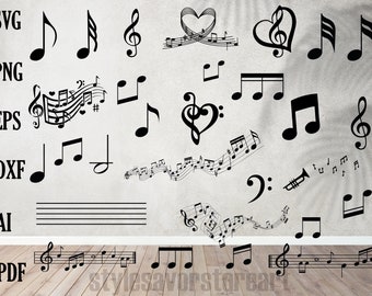 Musical Notes Instant Download SVG, PNG, EPS, Dxf, Jpg Digital Download ...