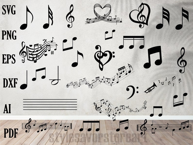 Notas musicales Descarga instantánea SVG PNG EPS dxf jpg - Etsy México
