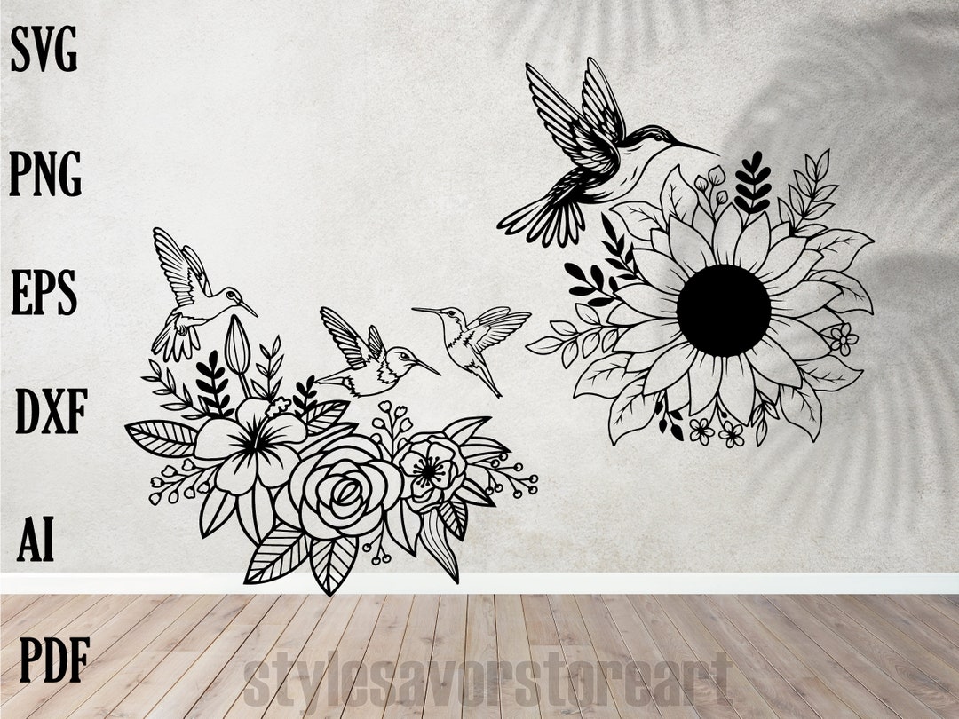 Colibrí Svg, Imágenes Prediseñadas de colibrí, Flores de colibrí Svg ...