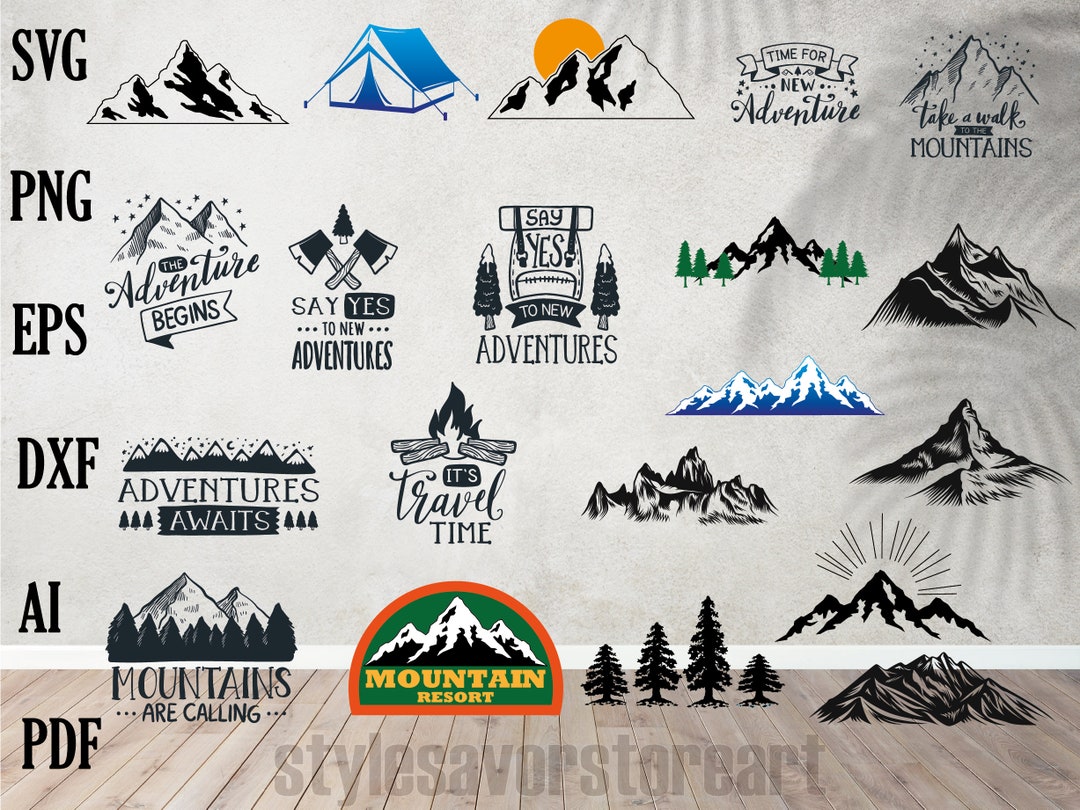 Mountain Svg Bundle, Forest Svg, Mountain Hand Drawn, Geometric ...