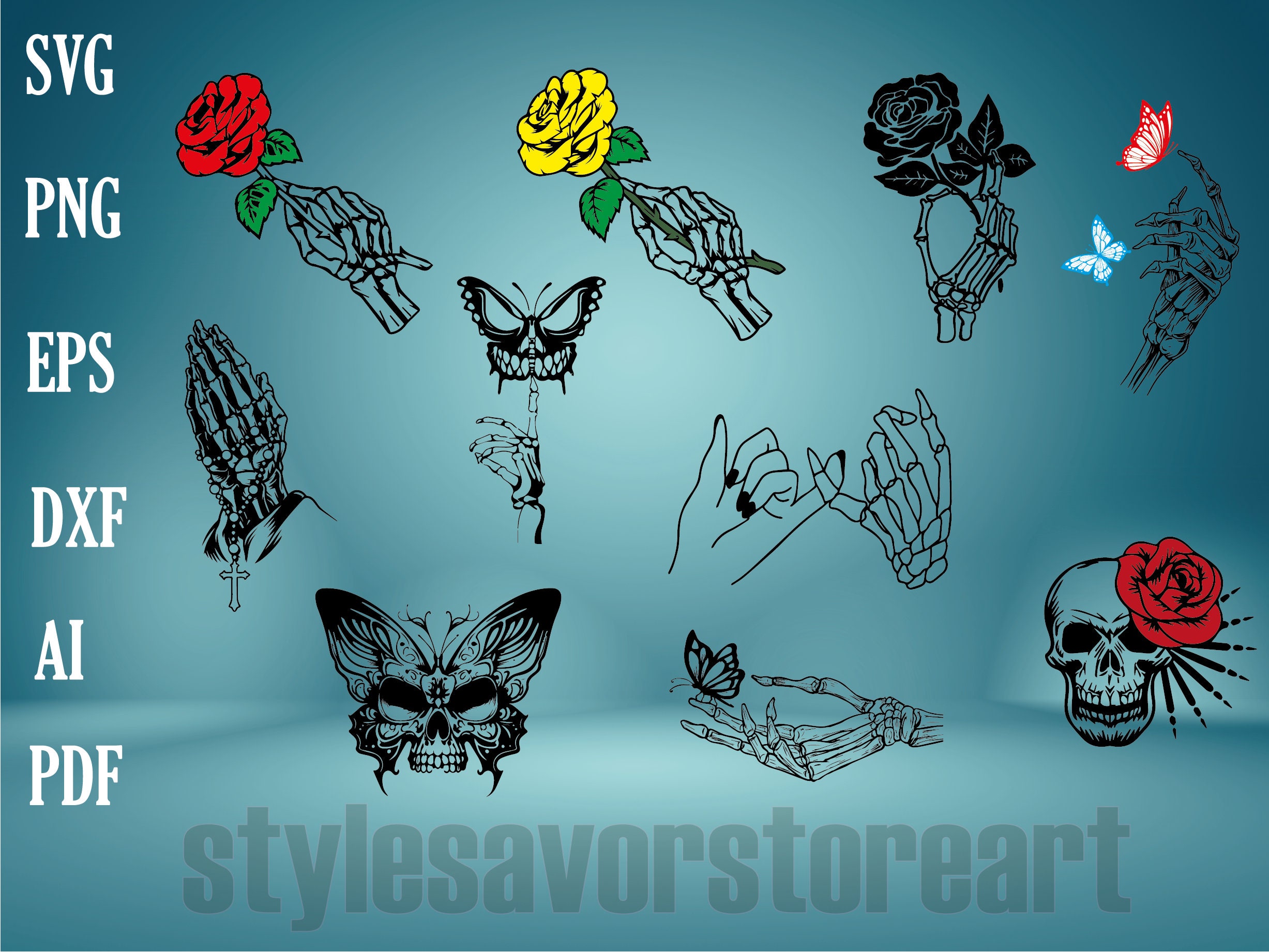 Skeleton Hand Rose Svg Hands Death Svg Skull Rose Svg - Etsy Sweden