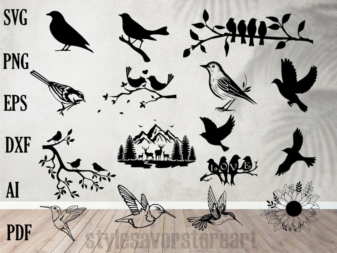 Birds Svg| Birds on Branches Svg| Bird Silhouette| Birds and Branch ...
