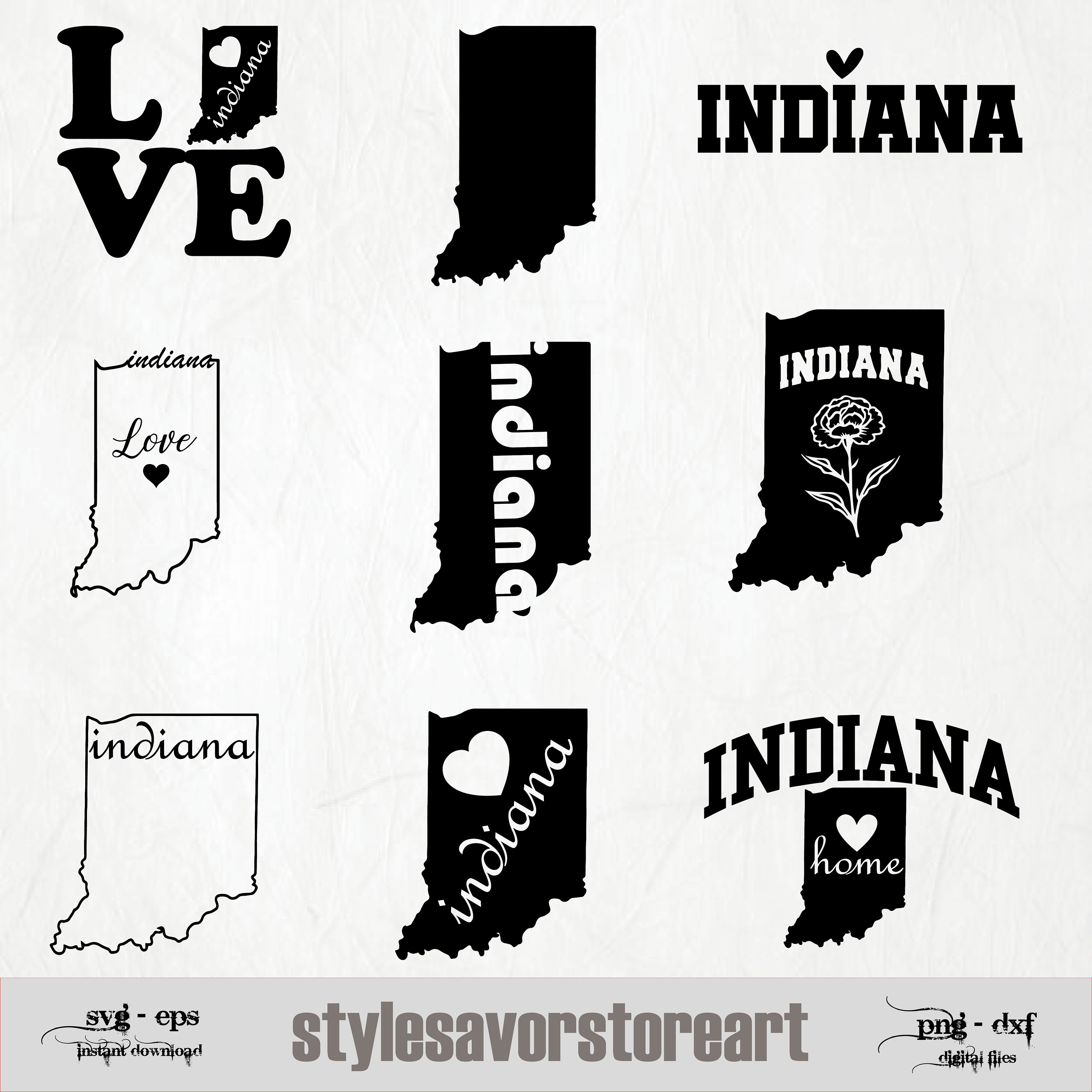 Indiana State SVG Bundle Instant Download Commercial Use Printable ...