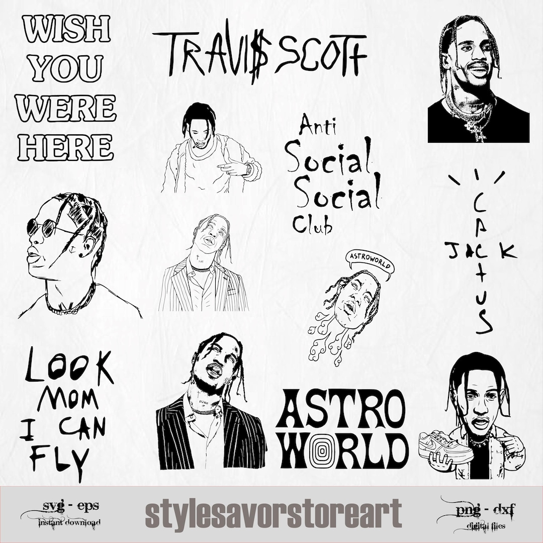 Travis Scott Svg Bundle, Travis Scott Png, Travis Scott Stickers ...