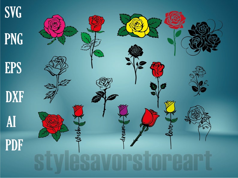 ROSE SVG Bundle ROSES Svg Bundle Rose Clipart Bundle Rose - Etsy