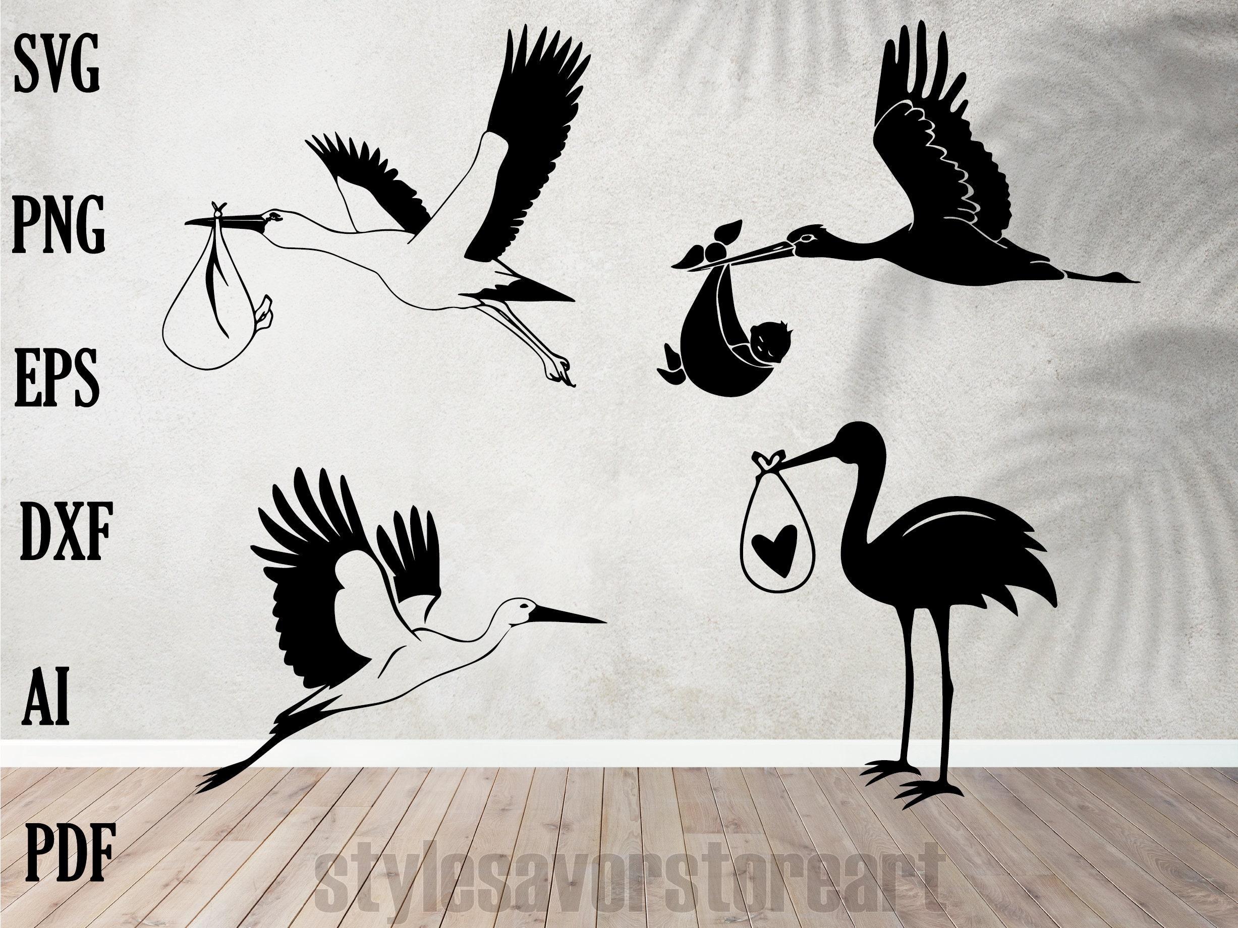 Stork SVG DXF Bird Wall Decor Stork Clipart Svg for Cricut - Etsy Canada