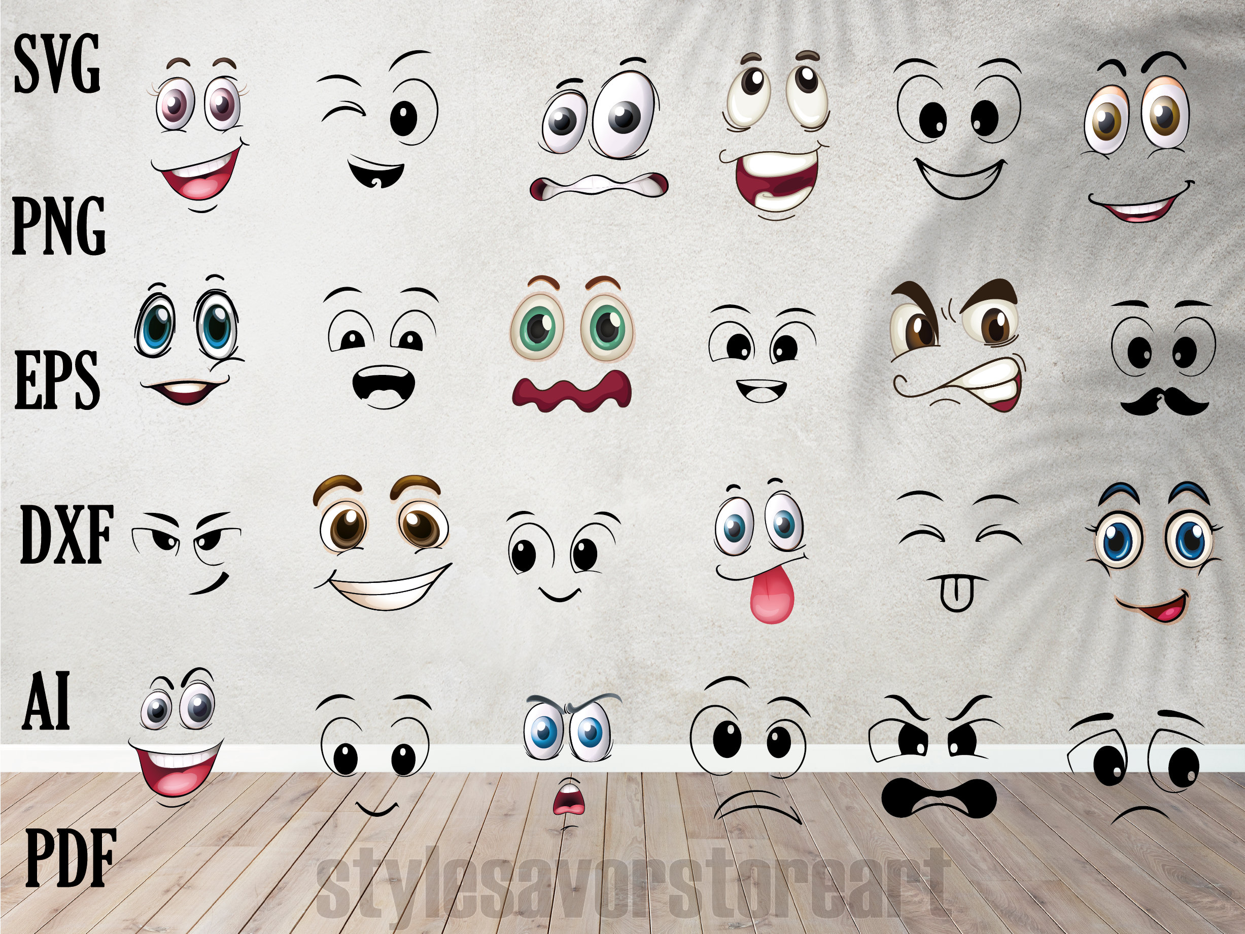 Cartoon Faces Svg, Emoji Faces Svg, Eyes Svg, Cute Faces Svg, Emoji ...