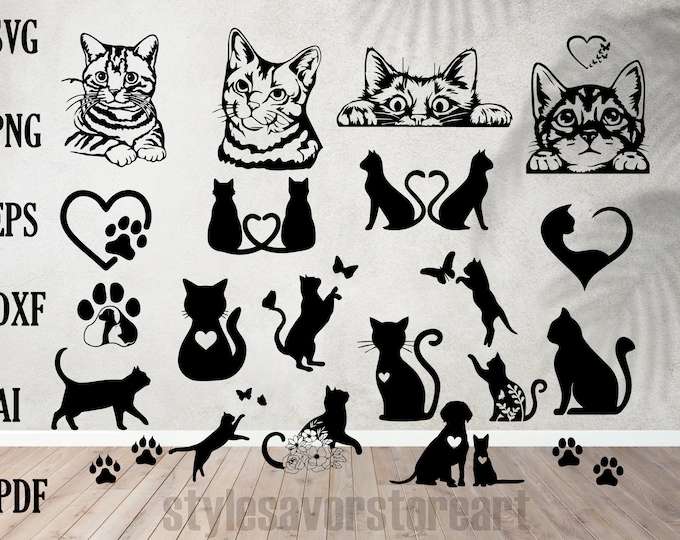 Katze SVG und PNG Digitaler Download Katzengrafik digitaler Download ...