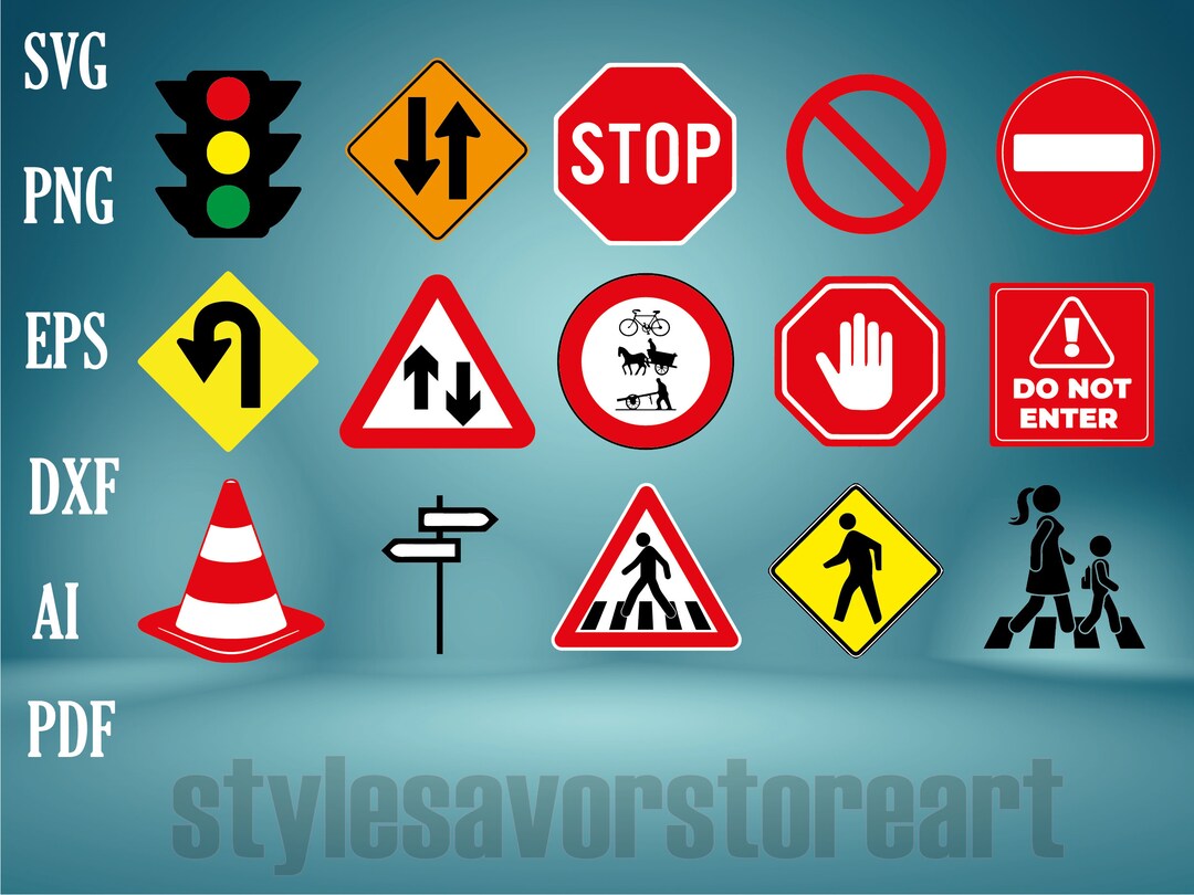 Traffic Signs Svg Bundle Traffic Signs Traffic Road Sign - Etsy UK