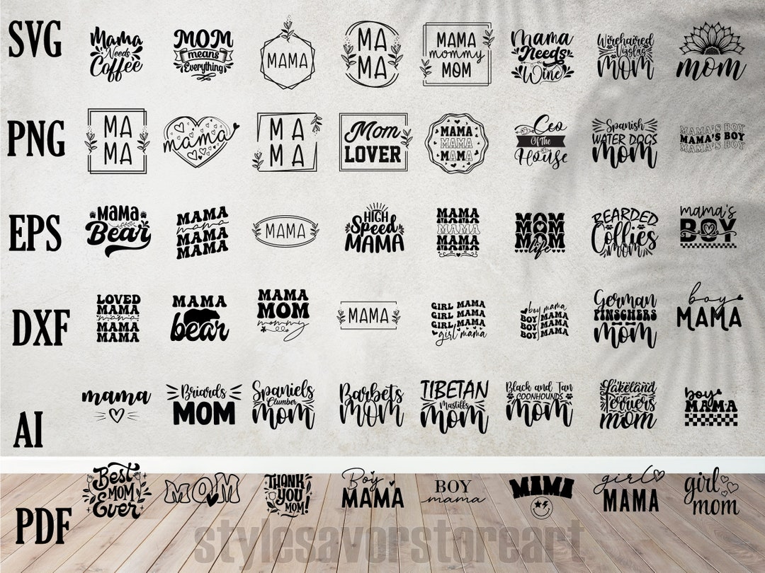 Mama Svg Bundle, Digital Download Mama Png, Mama Svg Cut File, Mama ...