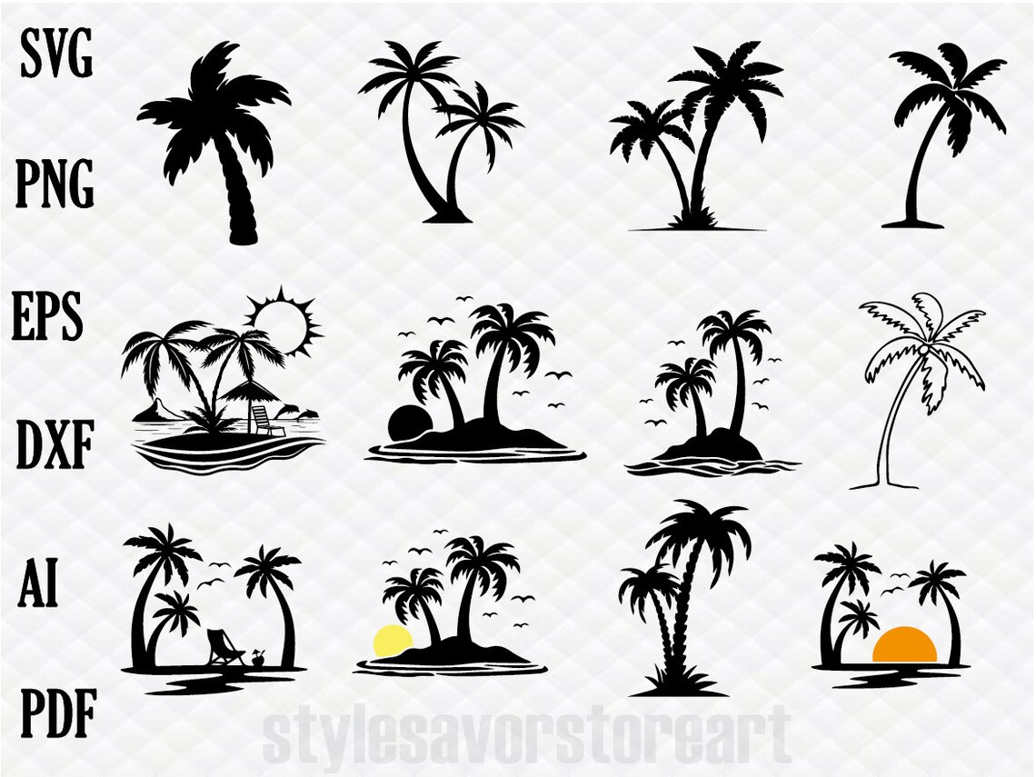 Palm Tree SVG Bundle Palm Tree PNG Bundle Palm Tree - Etsy UK