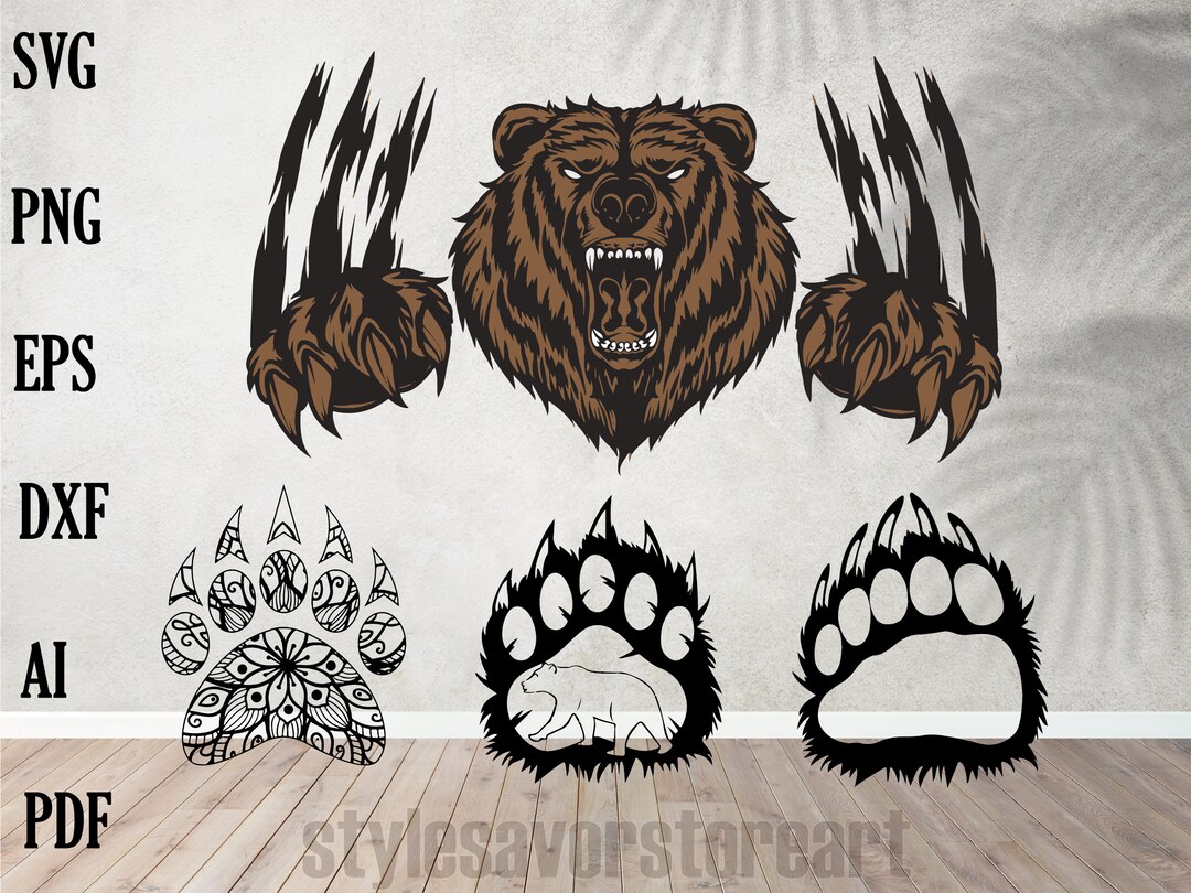 Bear Claw Svg File | Grizzly Bear Svg | Claw Svg| Wild Bear Svg | Wild Bear Shirt Svg | Png DXF ...