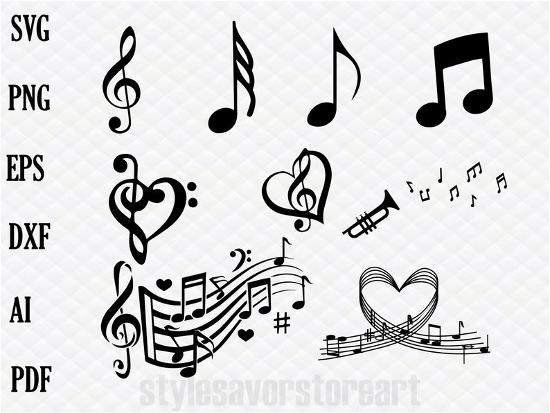 Musical Notes Instant Download SVG PNG EPS Dxf Jpg Digital - Etsy Australia