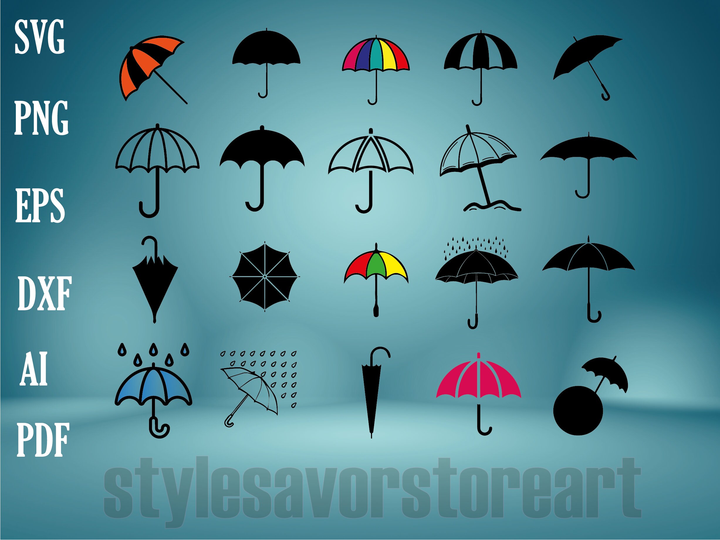 Umbrella Svg Umbrella Bundle Svg Umbrella Clipart Umbrella - Etsy