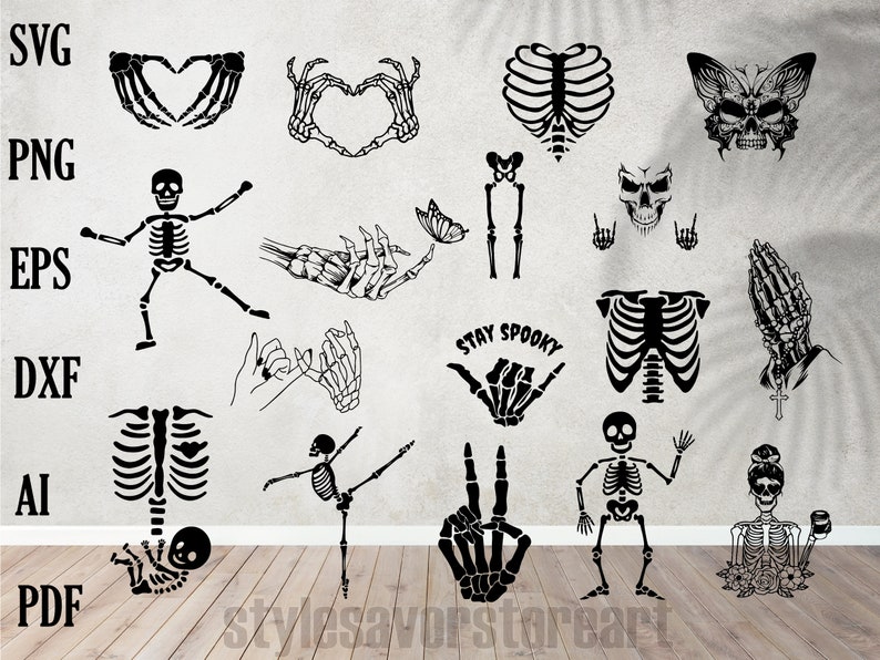 SKELETON SVG, Skeleton Svg Bundle, Skeleton Clipart, Skeleton Cut Files ...