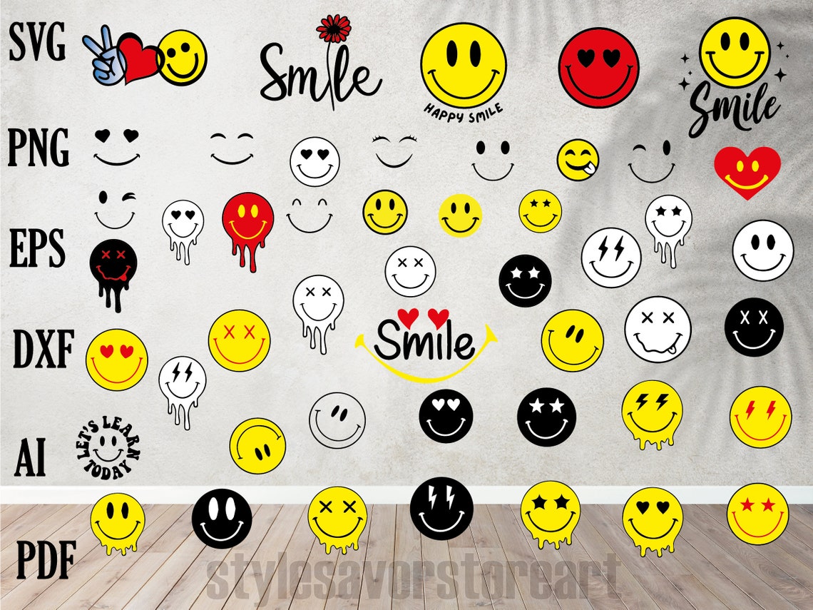 Smiley Face Svg Bundle, Smiley Face Svg, Smiley Face,png,dxf,svg,happy ...
