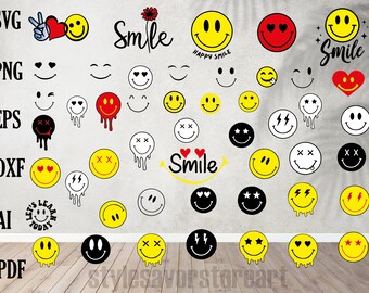 Smiley Face Svg Bundle, Smiley Face Svg, Smiley Face,png,svg,happy Face ...