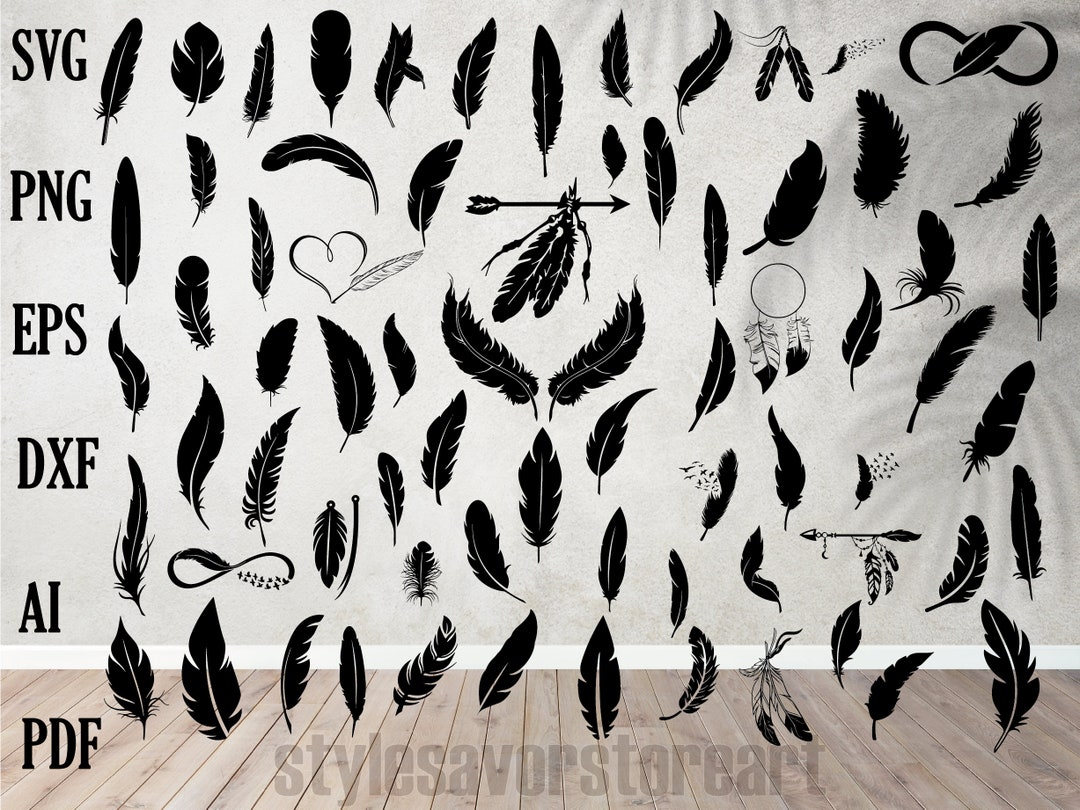 Feather Svg Bundle Feather Birds Svg Dxf Png Jpg Feathers - Etsy