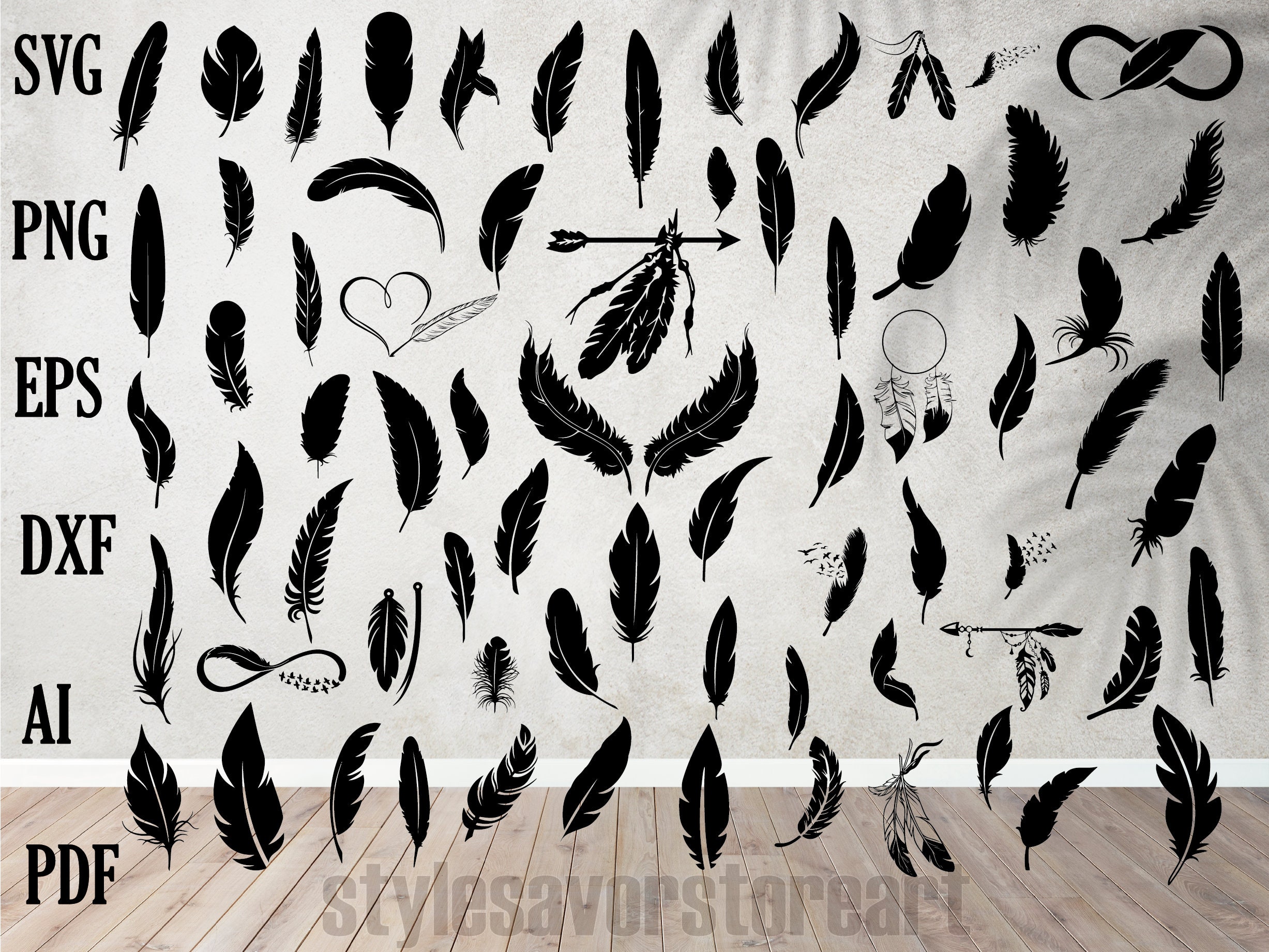 Feather Svg Bundle Feather Birds Svg Dxf Png Jpg Feathers - Etsy