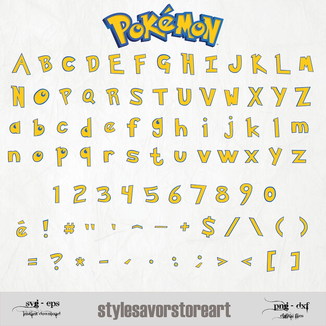 Pokemon Font SVG, Pokemon Alphabet File, Cut File, Clipart ...
