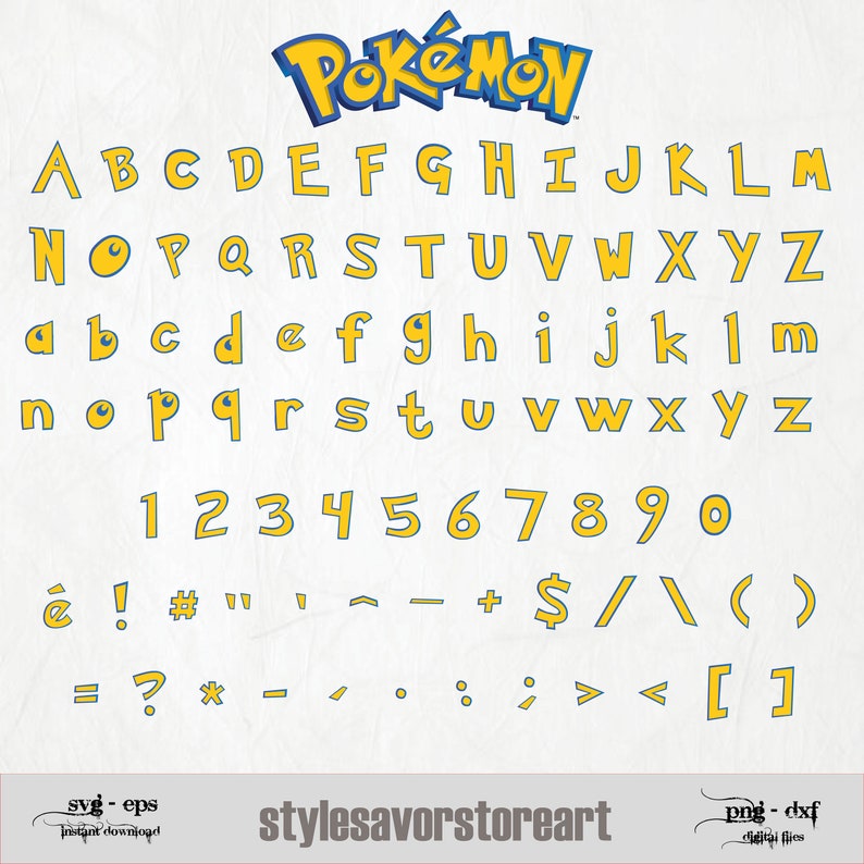 Pokemon Font SVG, Pokemon Alphabet File, Cut File, Clipart ...