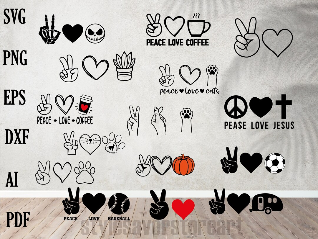 Peace Sign SVG Bundle, Peace Hand Svg, Peace Sign Svg, Floral Peace Svg ...