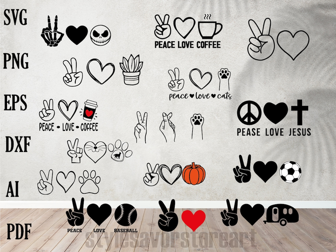 Peace Sign SVG Bundle Peace Hand Svg Peace Sign Svg Floral - Etsy
